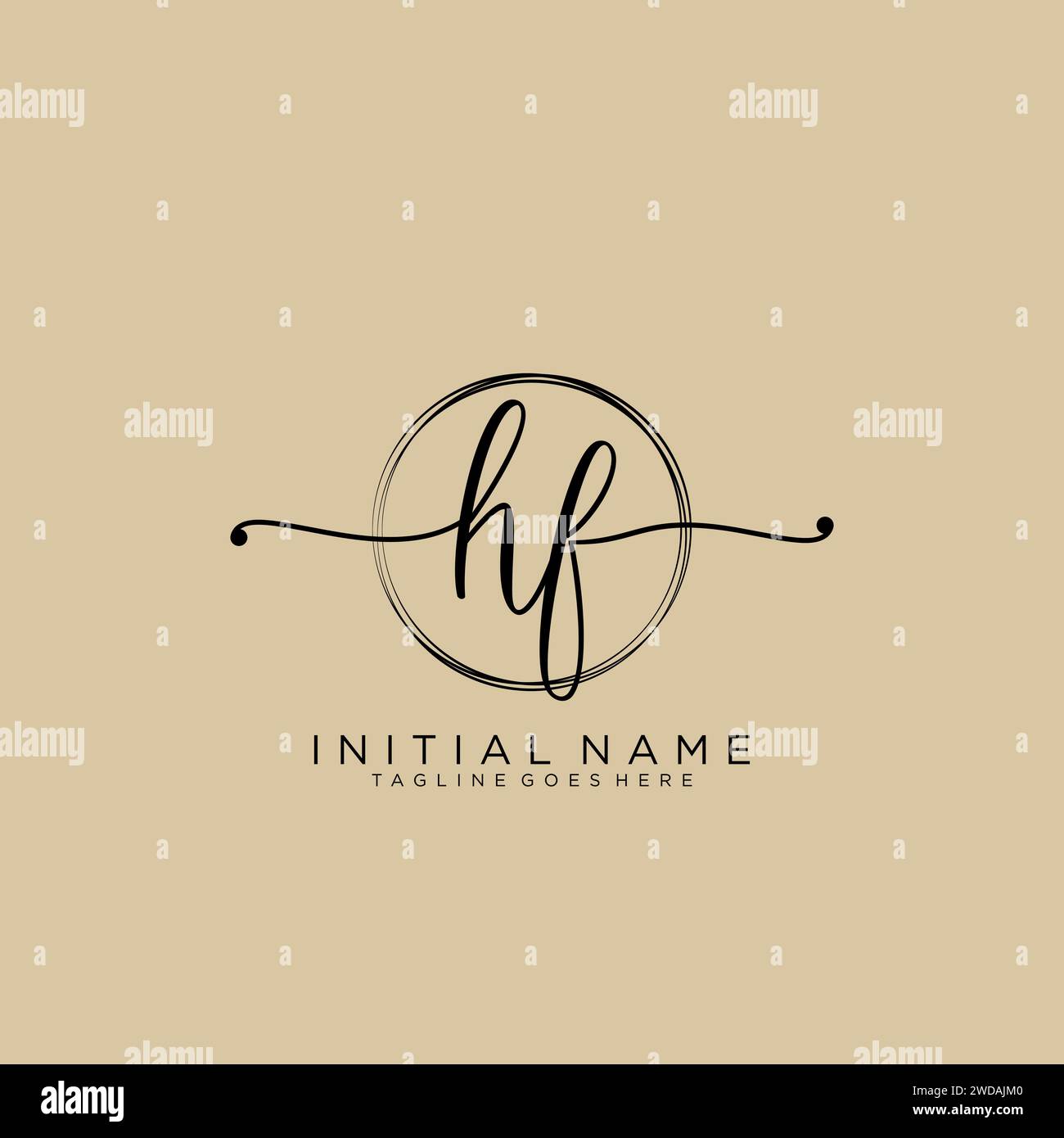 HF Initial handwriting logo with circle Stock Vector Image & Art - Alamy