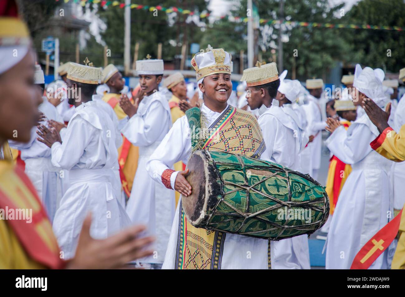 Faithful of Ethiopian Christians celebrating 'Ketera', the eve of ...