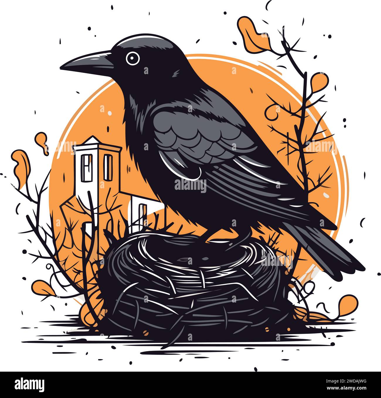 Crow sitting cartoon Stock Vector Images - Alamy