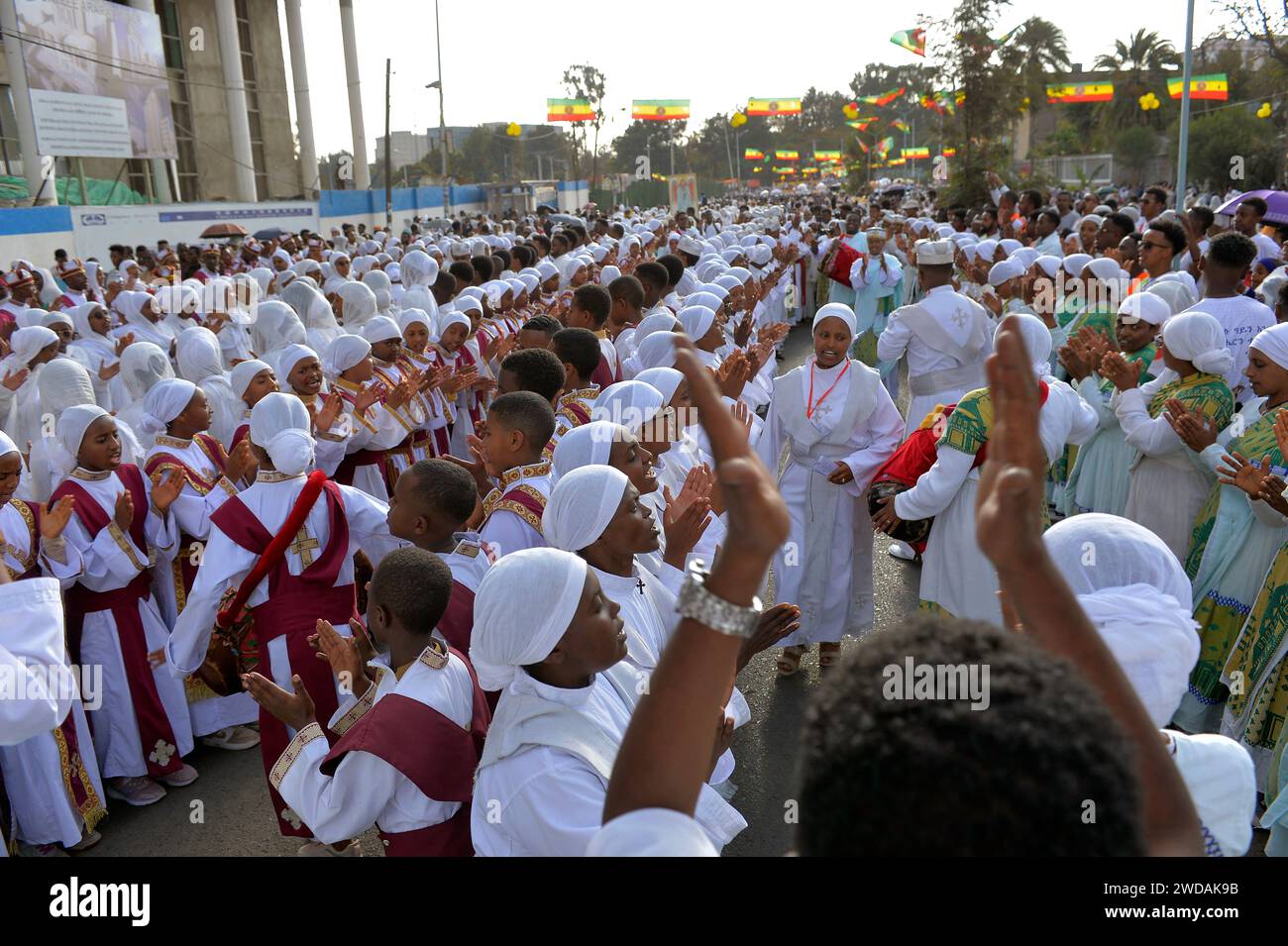 Faithful of Ethiopian Christians celebrating 'Ketera', the eve of ...