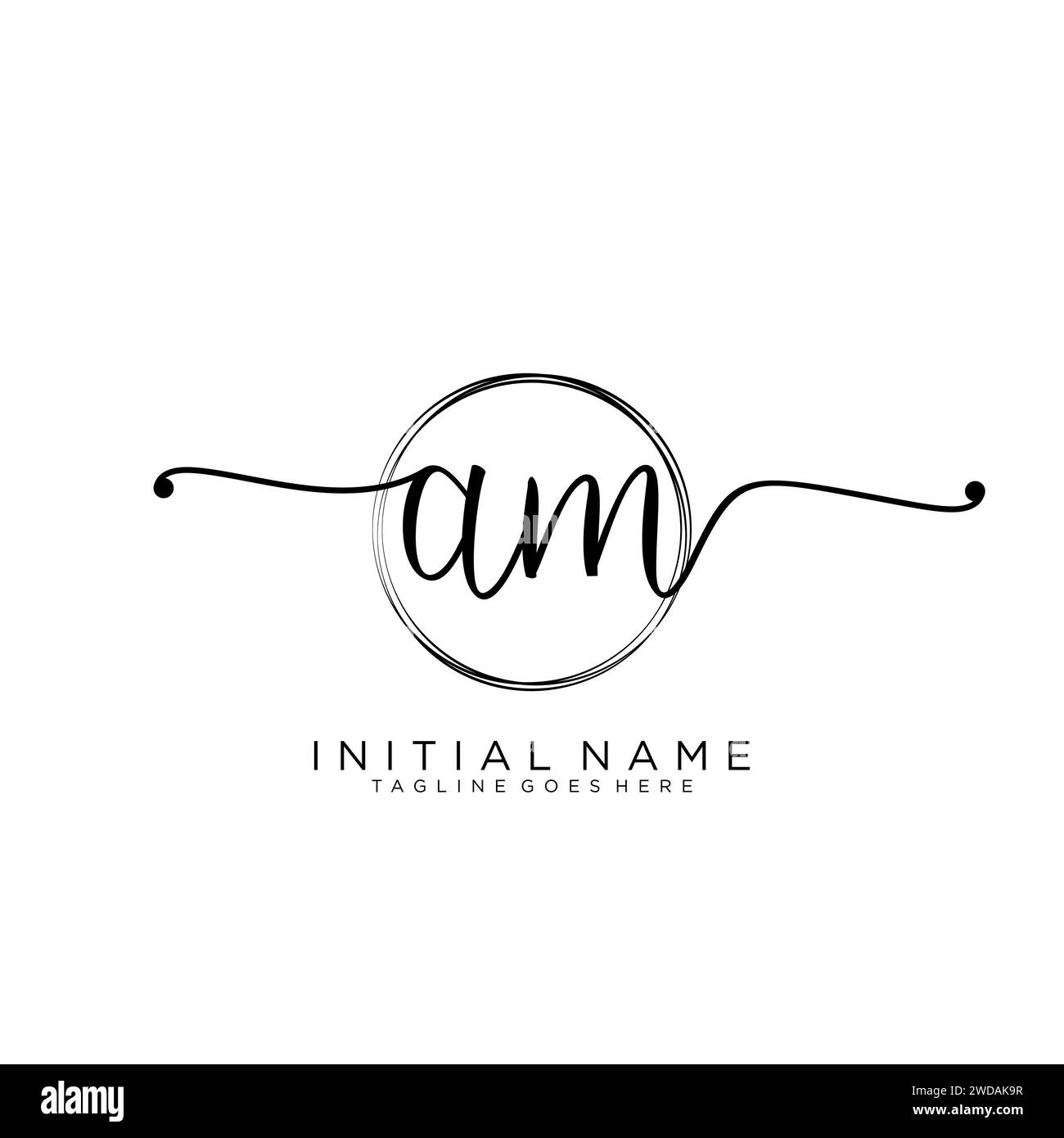 AM Initial handwriting logo with circle Stock Vector Image & Art - Alamy