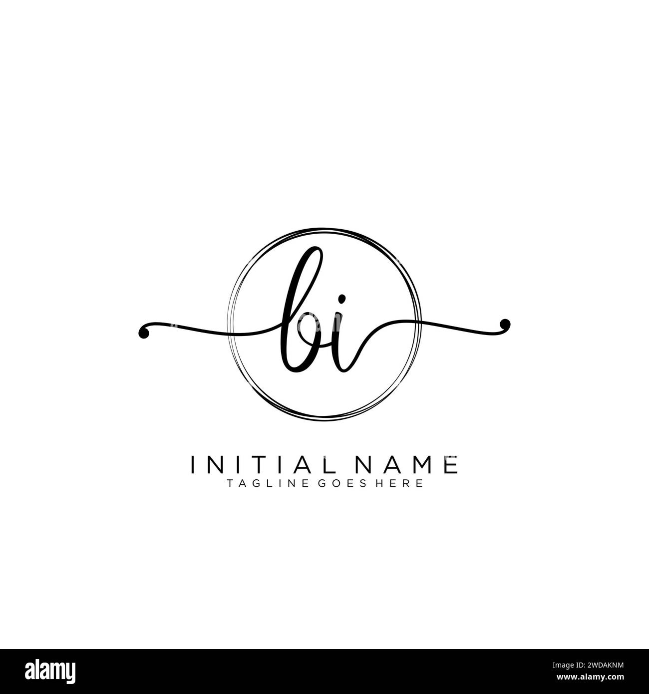 BI Initial handwriting logo with circle Stock Vector Image & Art - Alamy