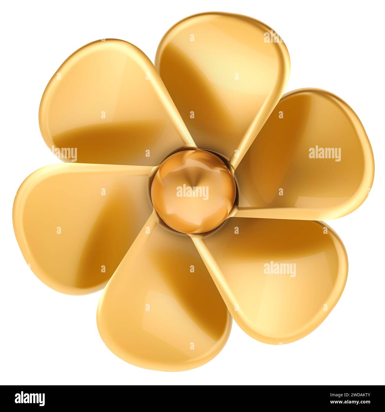 Copper Boat Propeller with 6 Blades, 3D rendering isolated on white ...