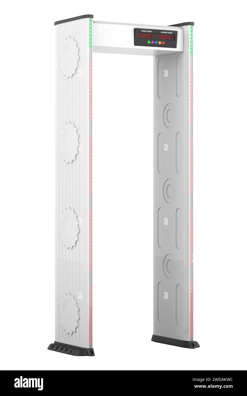 Walk-Through Metal Detector, metal detector door frame. 3D rendering ...