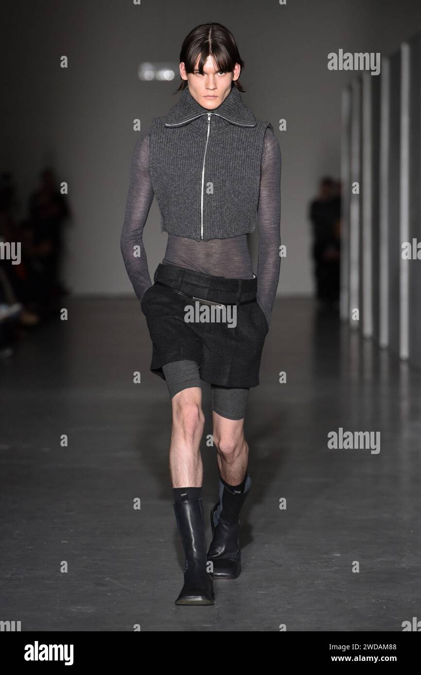 Milan, Italy. 13th Jan, 2024. Federico Cina fashion show catwalk at ...