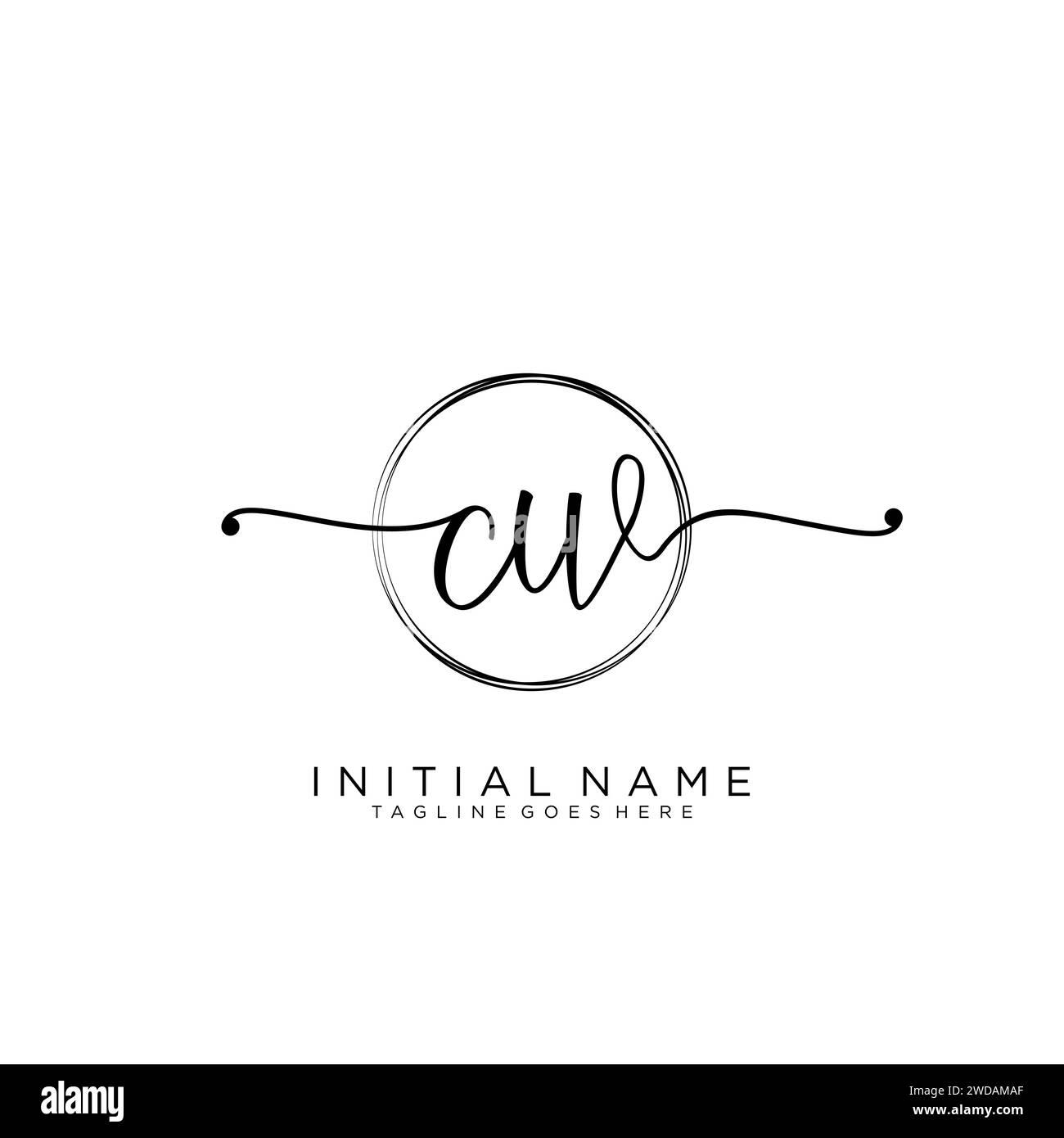 CW Initial handwriting logo with circle Stock Vector Image & Art - Alamy
