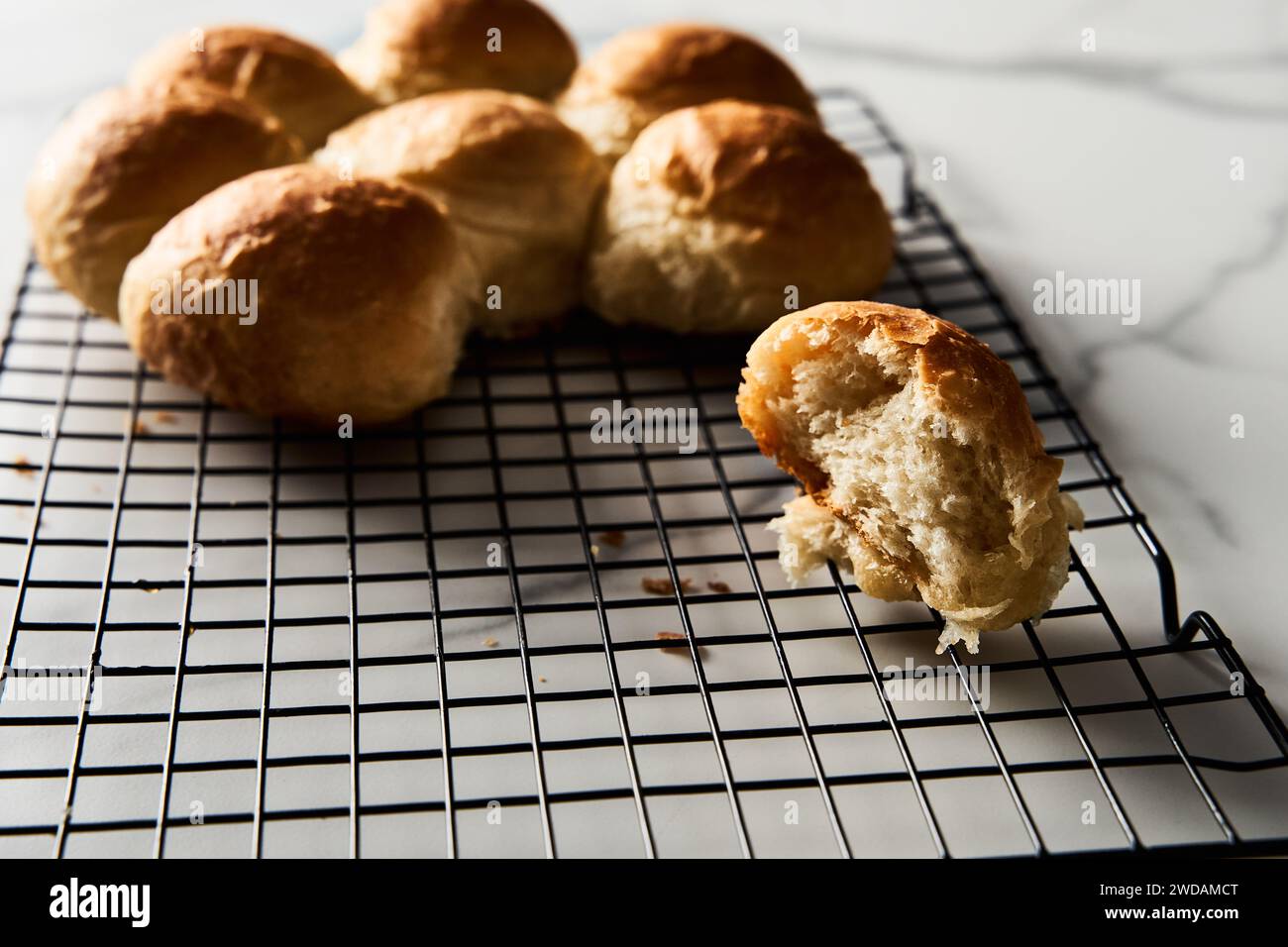 Burger Buns or mini buns on the wire rack. Very soft Freshly Baked ...