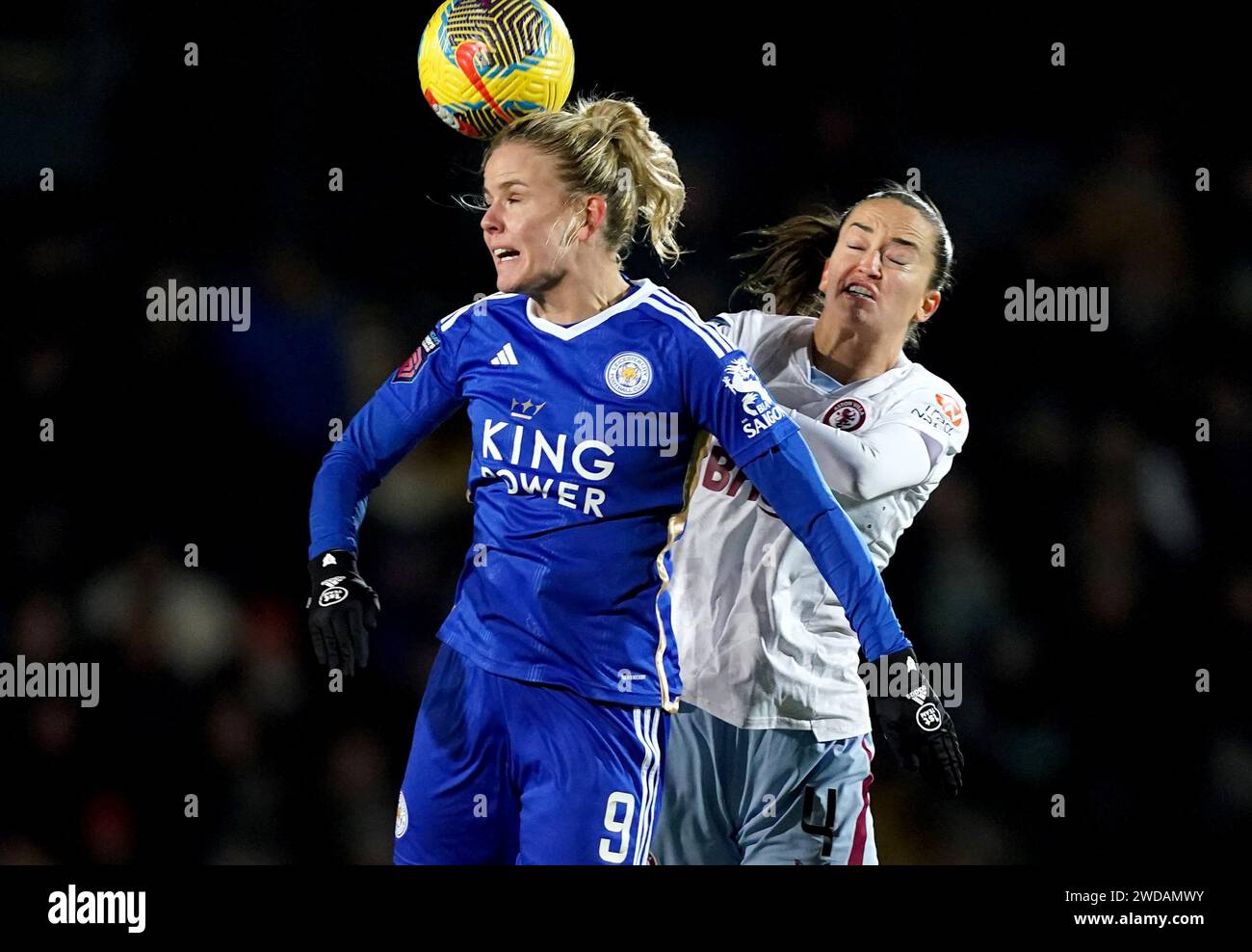 Leicester City's Lena Petermann (left) and Aston Villa's Anna Patten ...