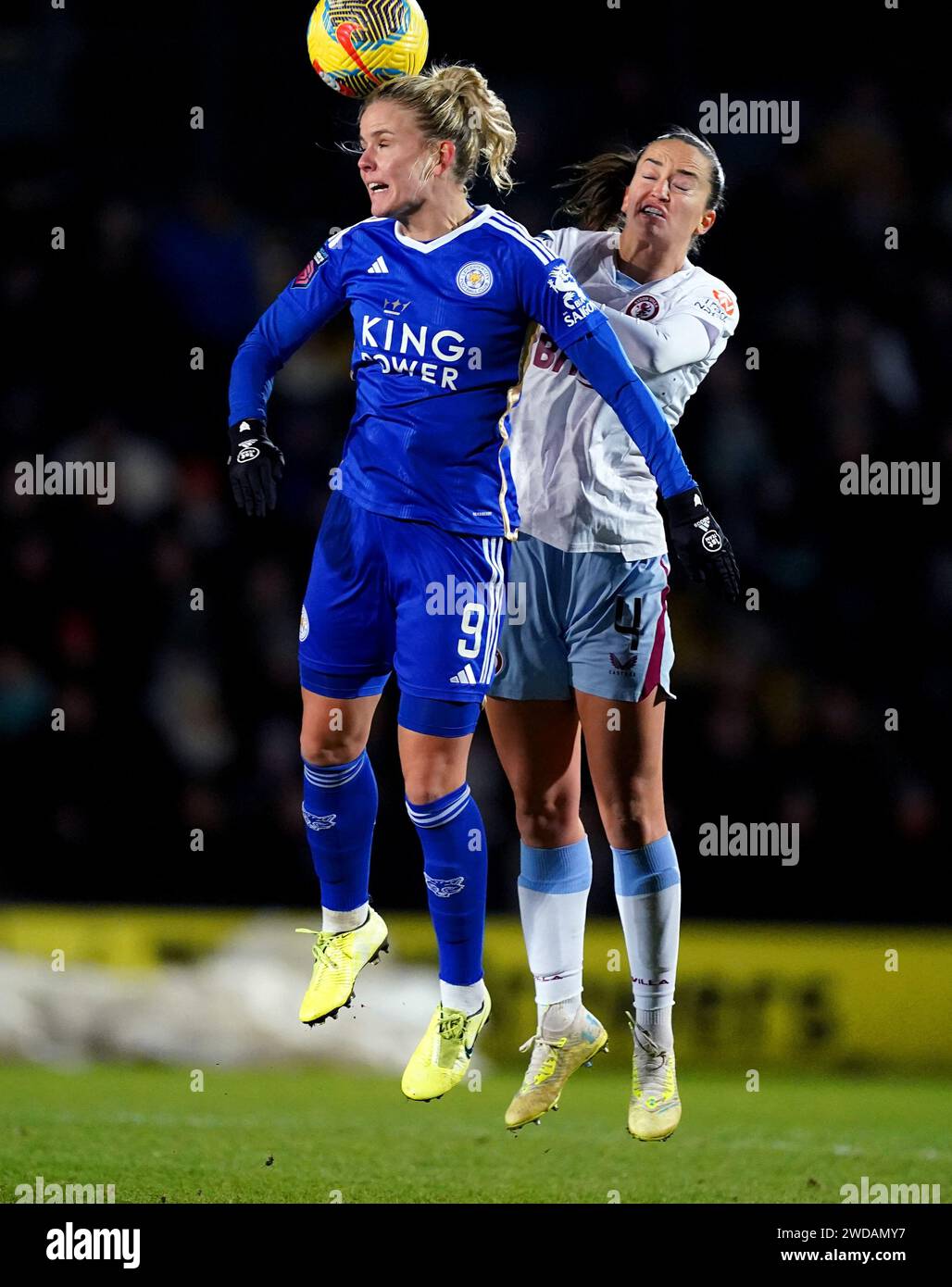 Leicester City's Lena Petermann (left) and Aston Villa's Anna Patten ...
