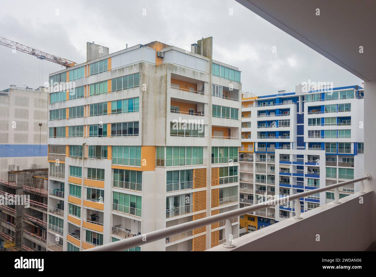 modern apartments with balconies viewed from a balcony Stock Photo - Alamy