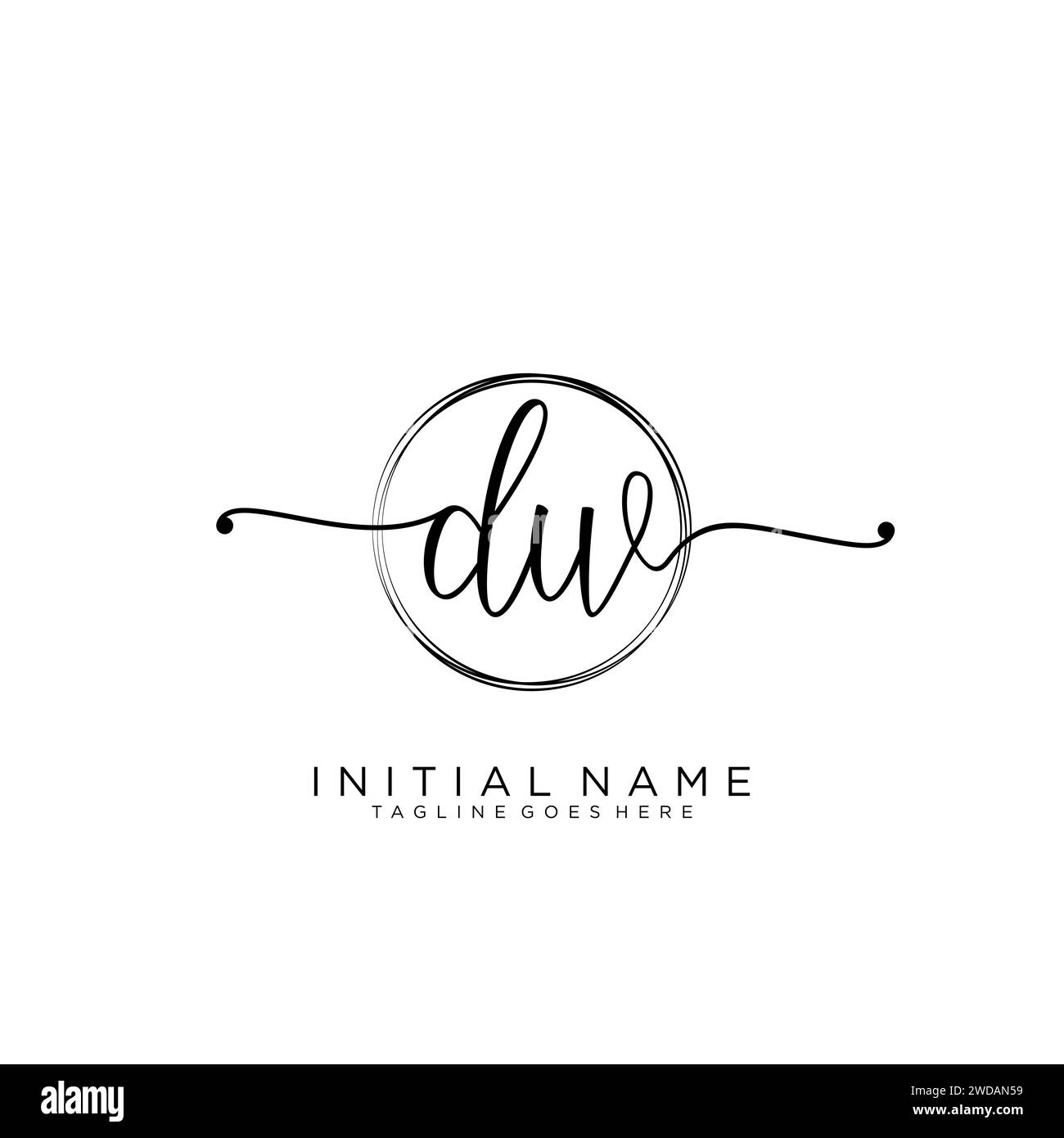 DW Initial handwriting logo with circle Stock Vector Image & Art - Alamy