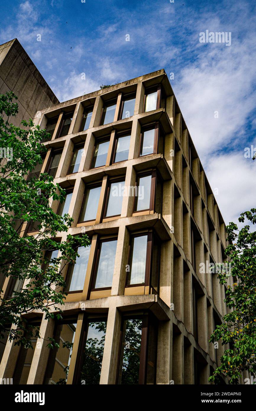 Exterior view of apartment building with windows and side wall Stock ...