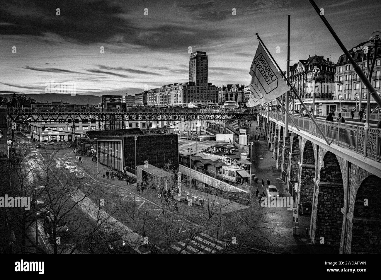 Bird's eye view of a bustling metropolis captured from a lofty vantage ...