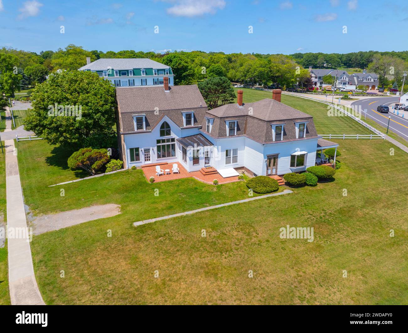 Historic waterfront house aerial view on Ocean Boulevard near Sawyers ...