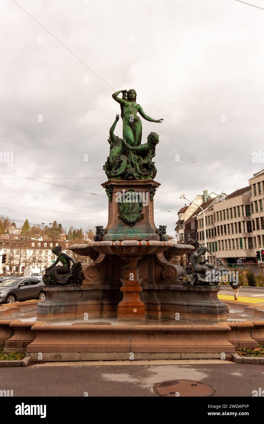ST. GALLEN, SWITZERLAND - JANUARY 3, 2024: The Broderbunnen is a ...