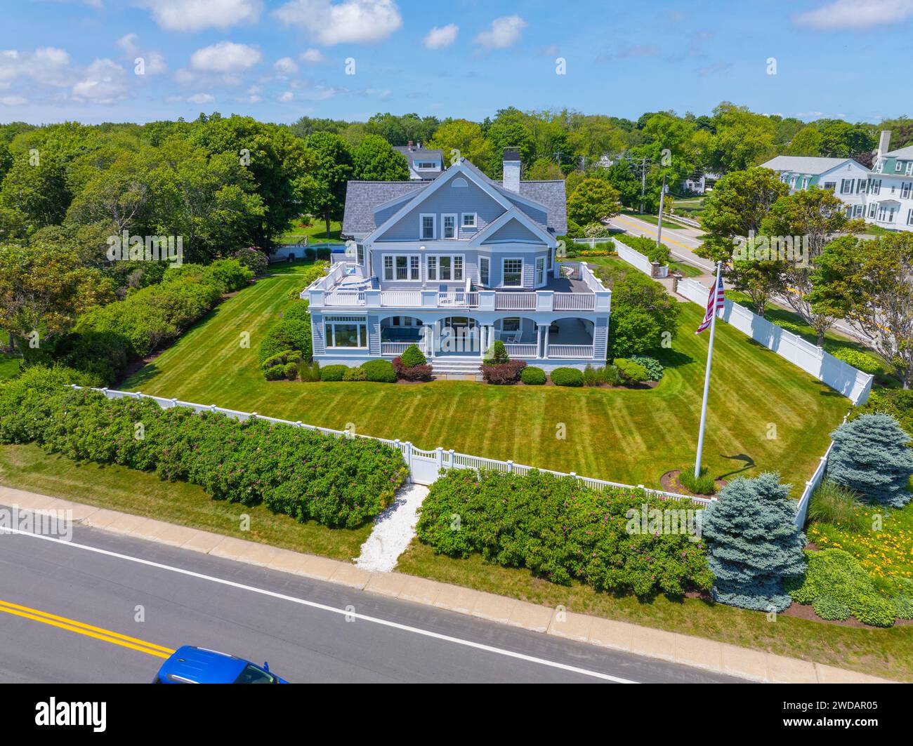 Historic waterfront house aerial view on Ocean Boulevard near Sawyers ...