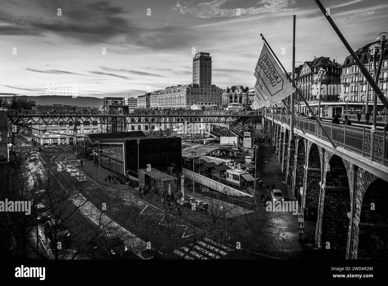 A metropolis with numerous skyscrapers towering in the backdrop ...
