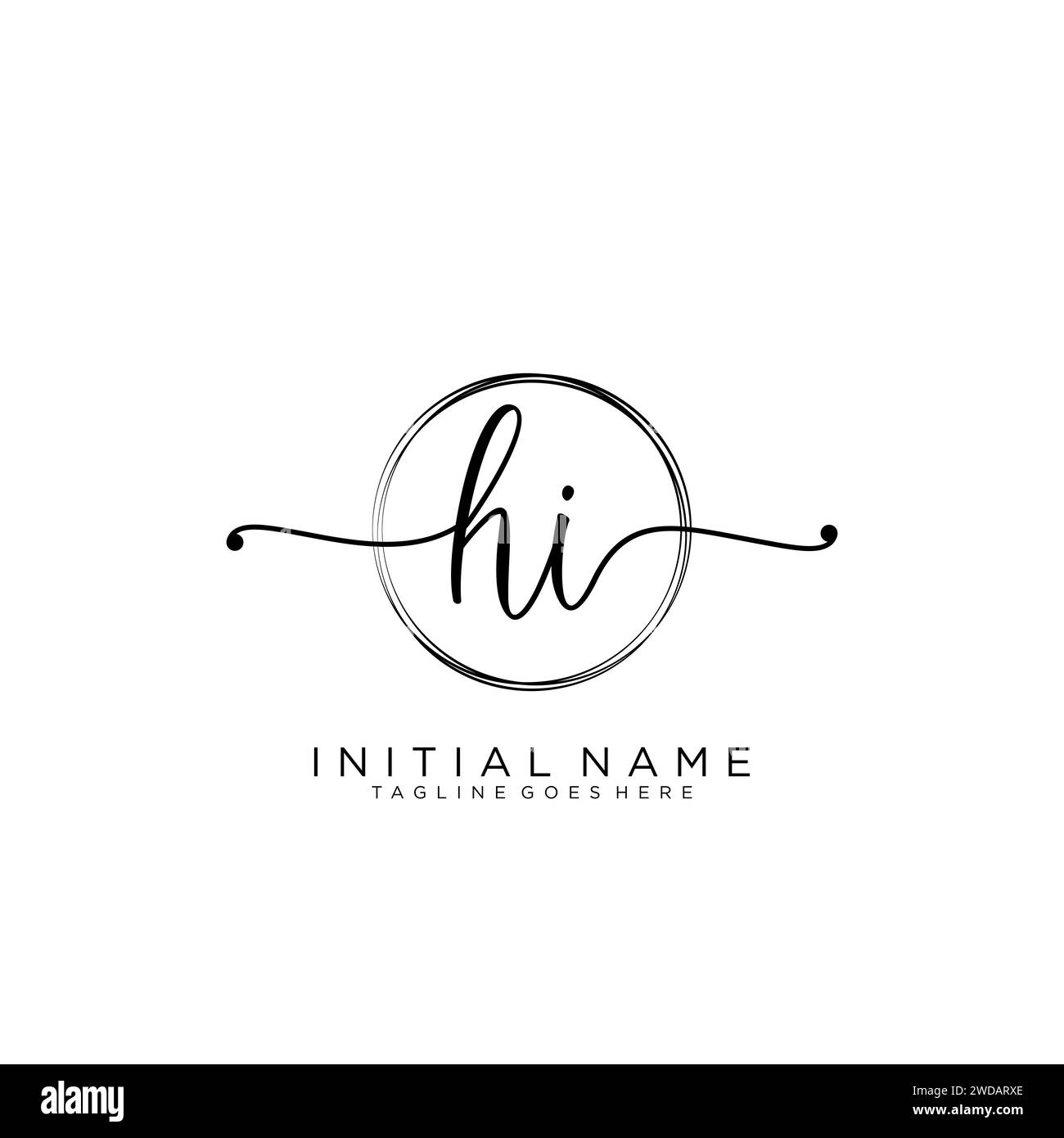 HI Initial handwriting logo with circle Stock Vector Image & Art - Alamy