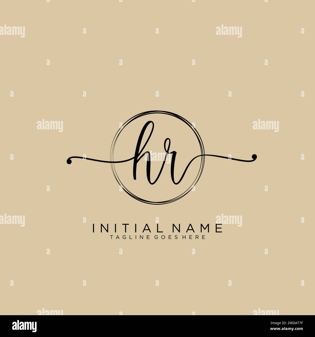 HR Initial handwriting logo with circle Stock Vector Image & Art - Alamy