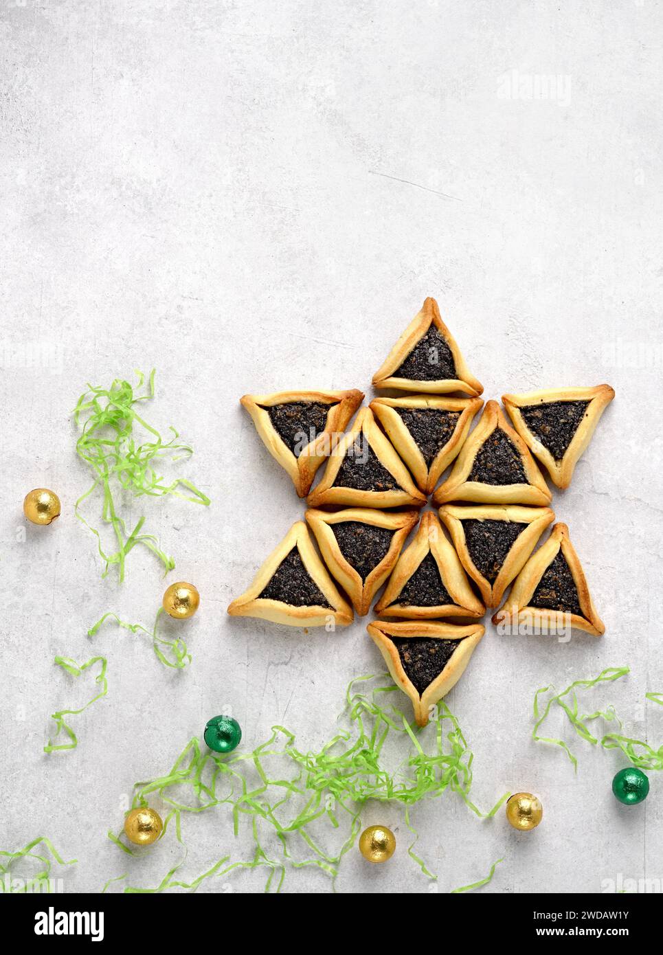 Traditional Jewish Hamantaschen cookies.Purim in the star form and ...