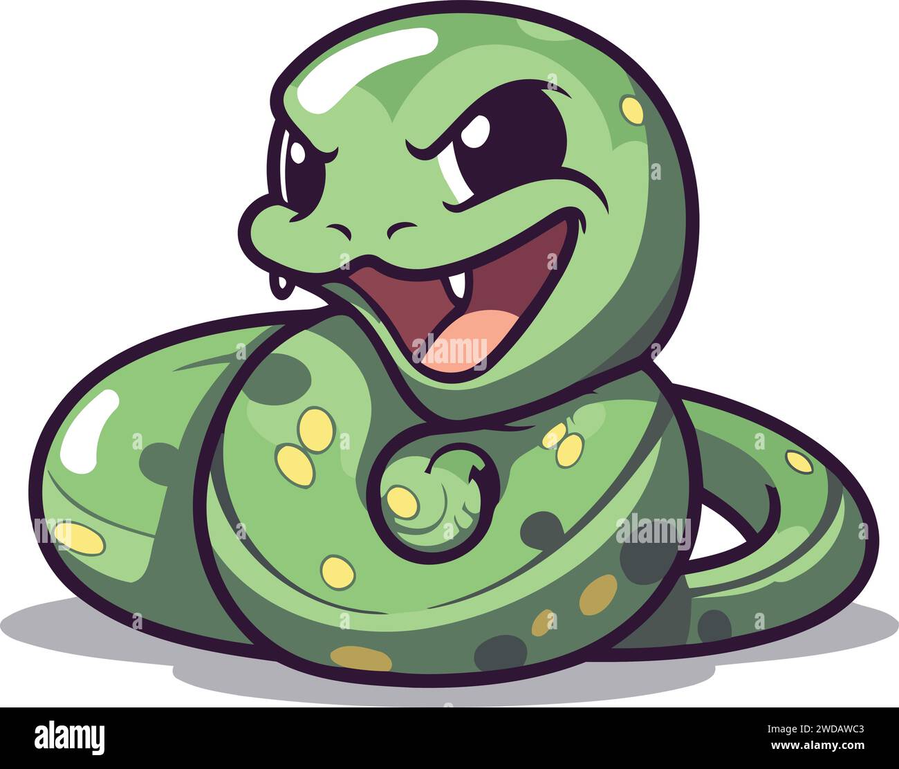 Smiling snake character cartoon style vector illustration isolated on ...