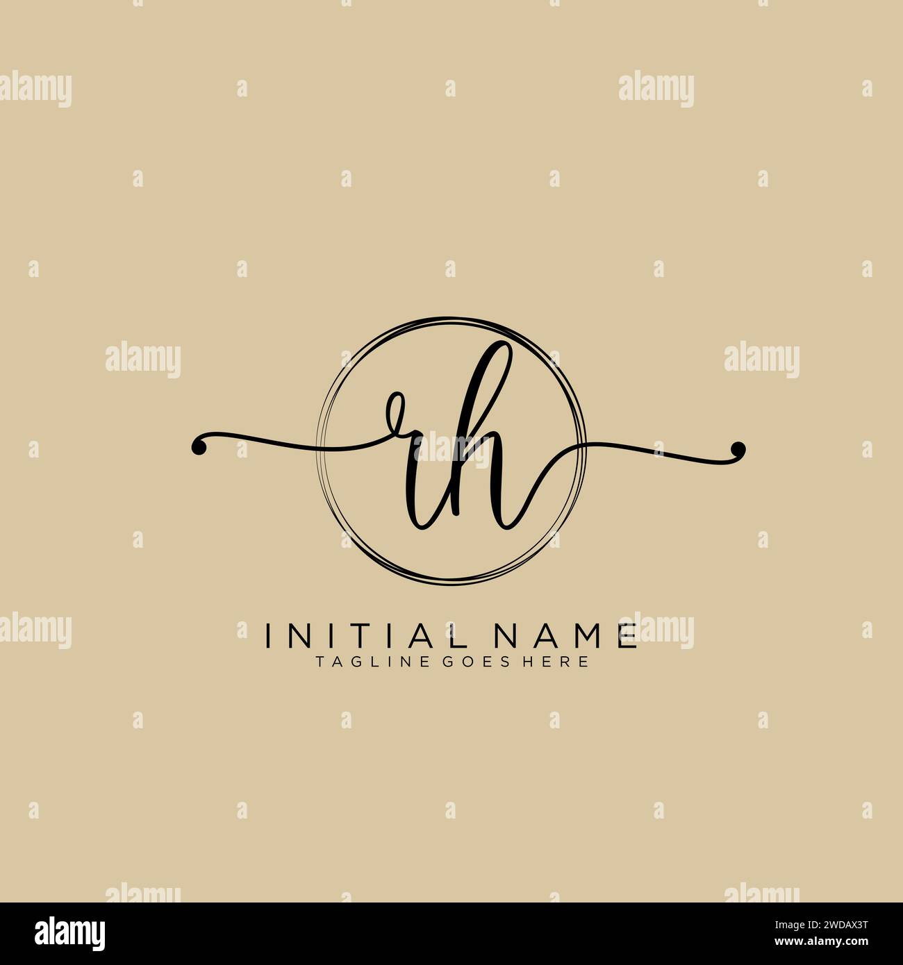 RH Initial handwriting logo with circle Stock Vector Image & Art - Alamy