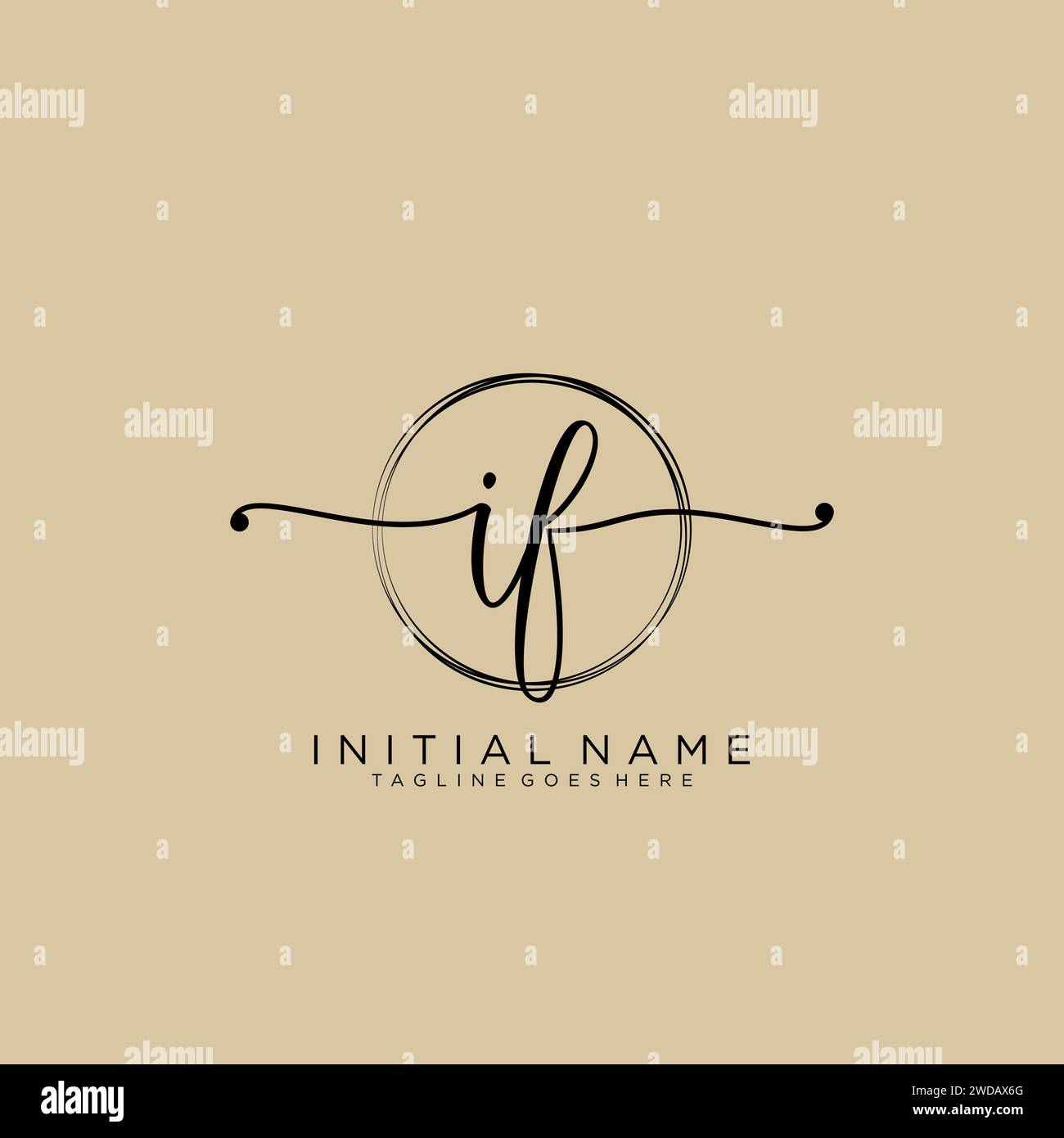 IF Initial handwriting logo with circle Stock Vector Image & Art - Alamy
