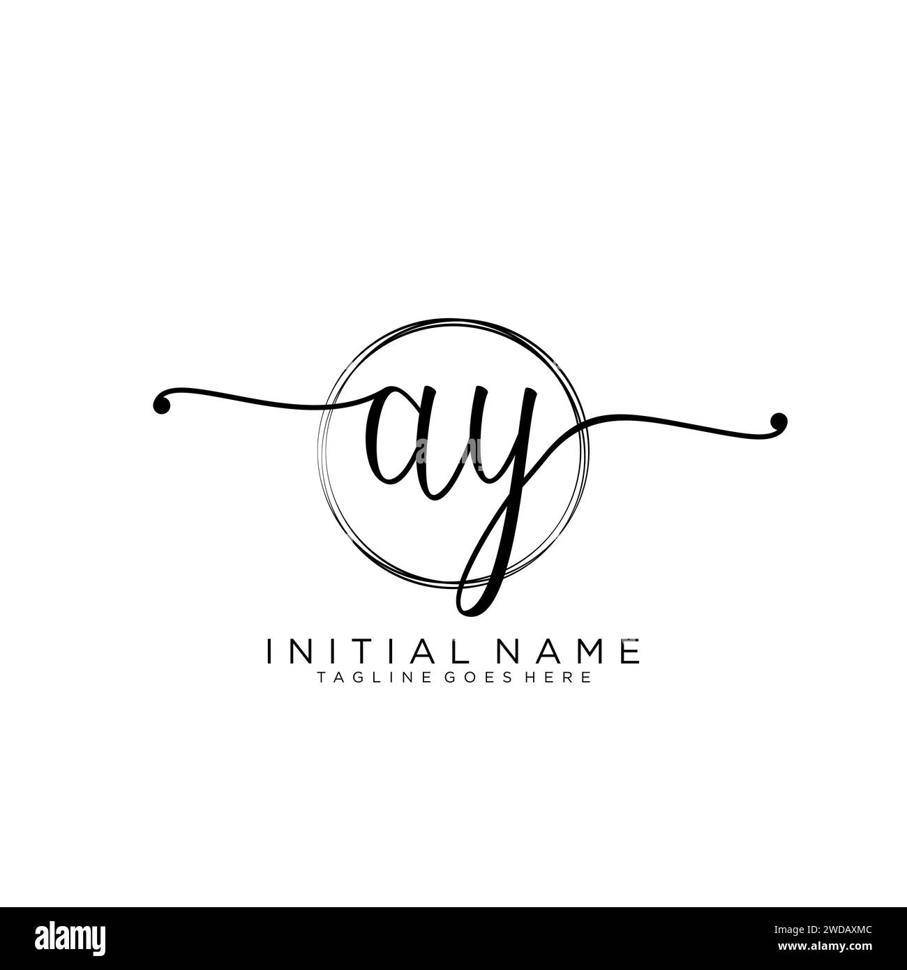 AY Initial handwriting logo with circle Stock Vector Image & Art - Alamy