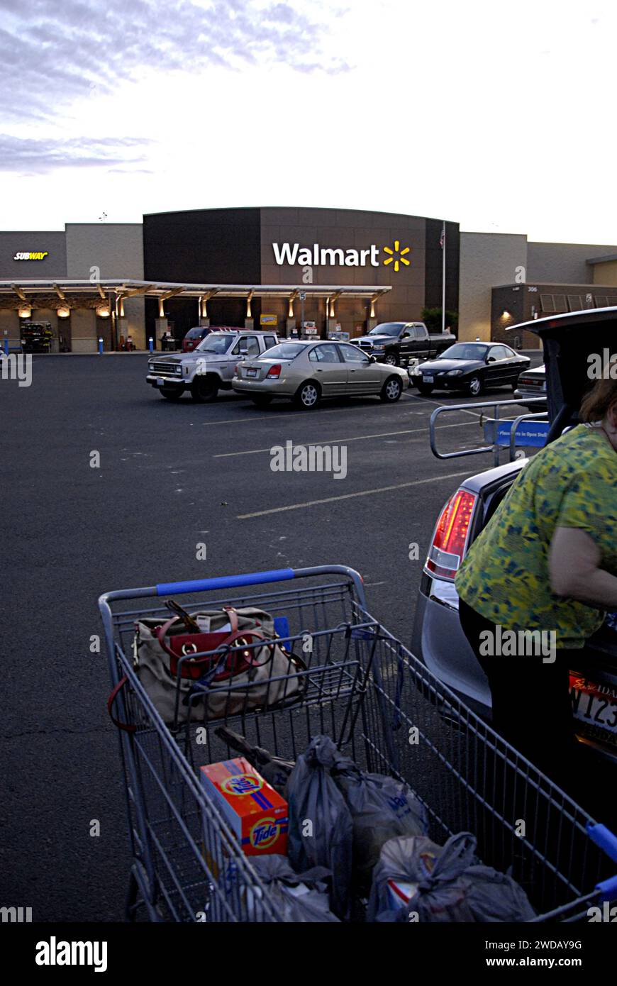 CLARKSTON / WASHINGTON STATE/USA- Senior consumers coming from walmart ...
