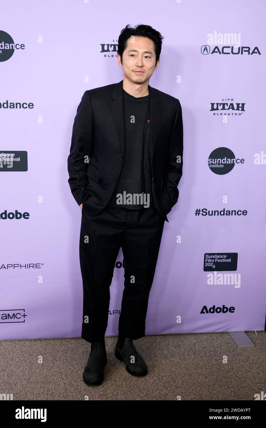 Steven Yeun, a cast member in "Love Me," poses at the premiere of the ...