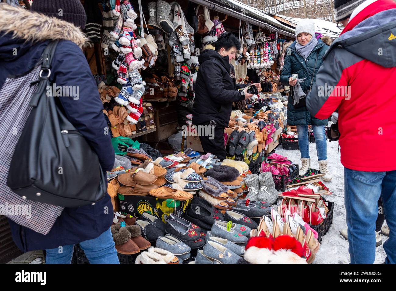 Zakopane, Poland, January 19, 2024. Families take a photo in a public ...