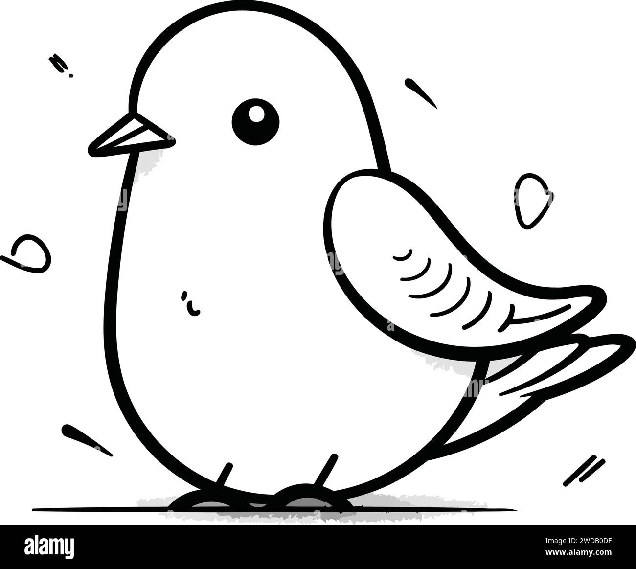 Cute little bird cartoon illustration Black and White Stock Photos ...