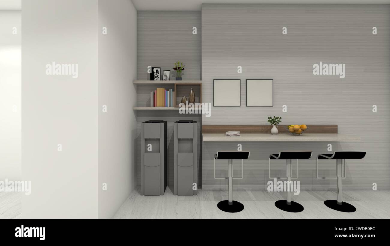 Minimalist Bar Table with Simple Rack Decoration Stock Photo - Alamy