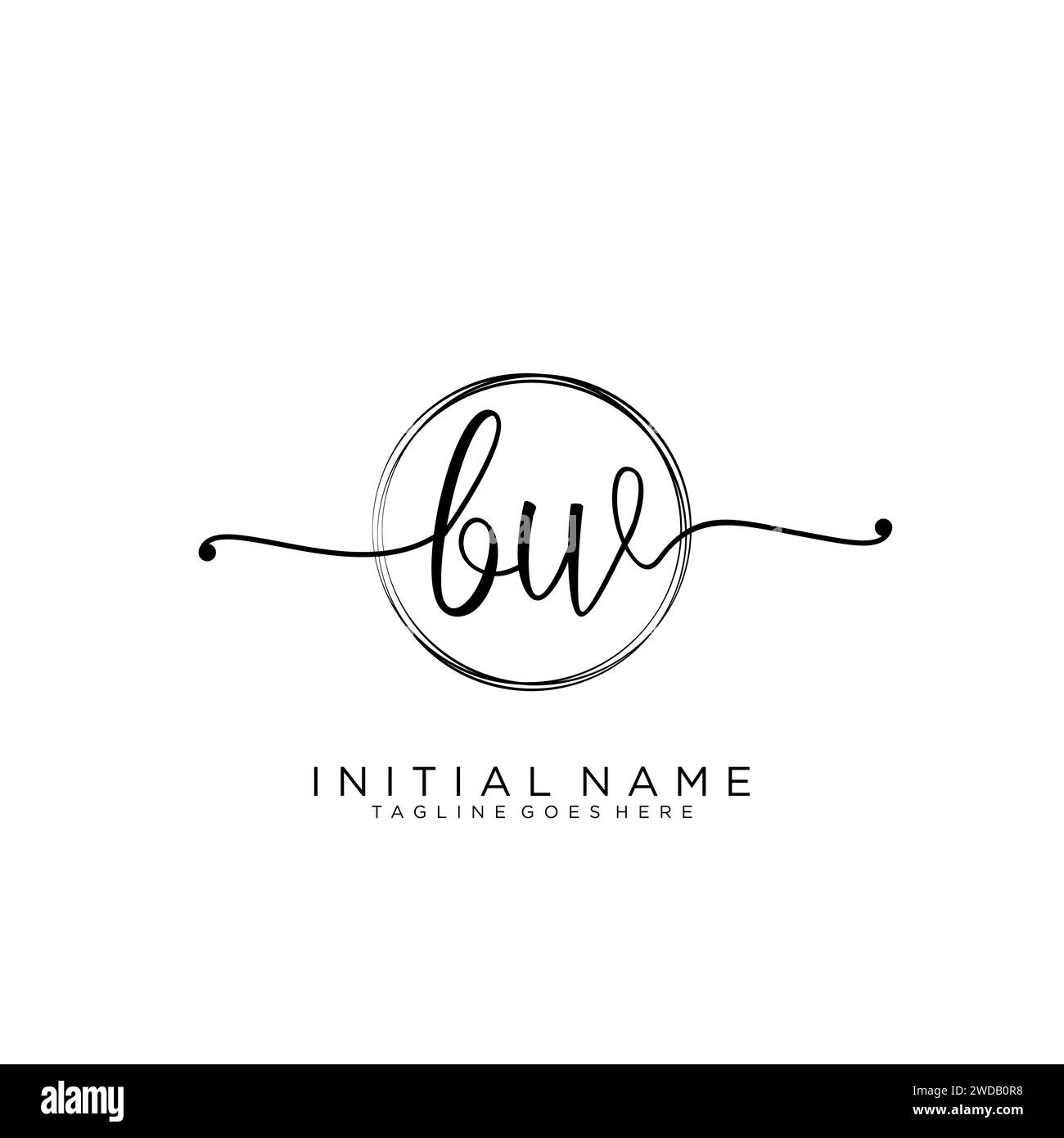 BW Initial handwriting logo with circle Stock Vector Image & Art - Alamy