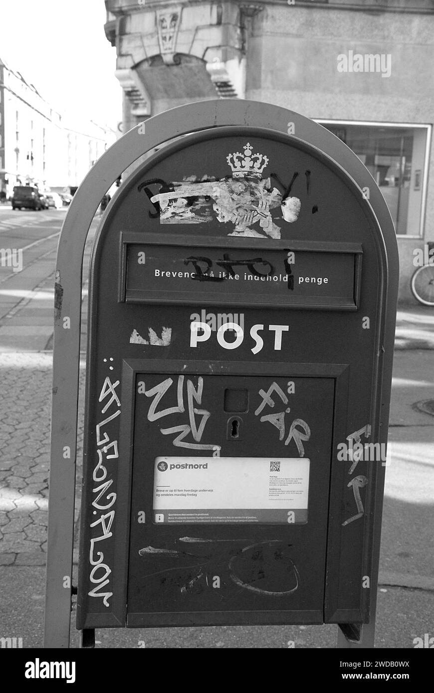 Copenhagen / Denmark 10 March 2017 - Danish post box is par of postnord ...