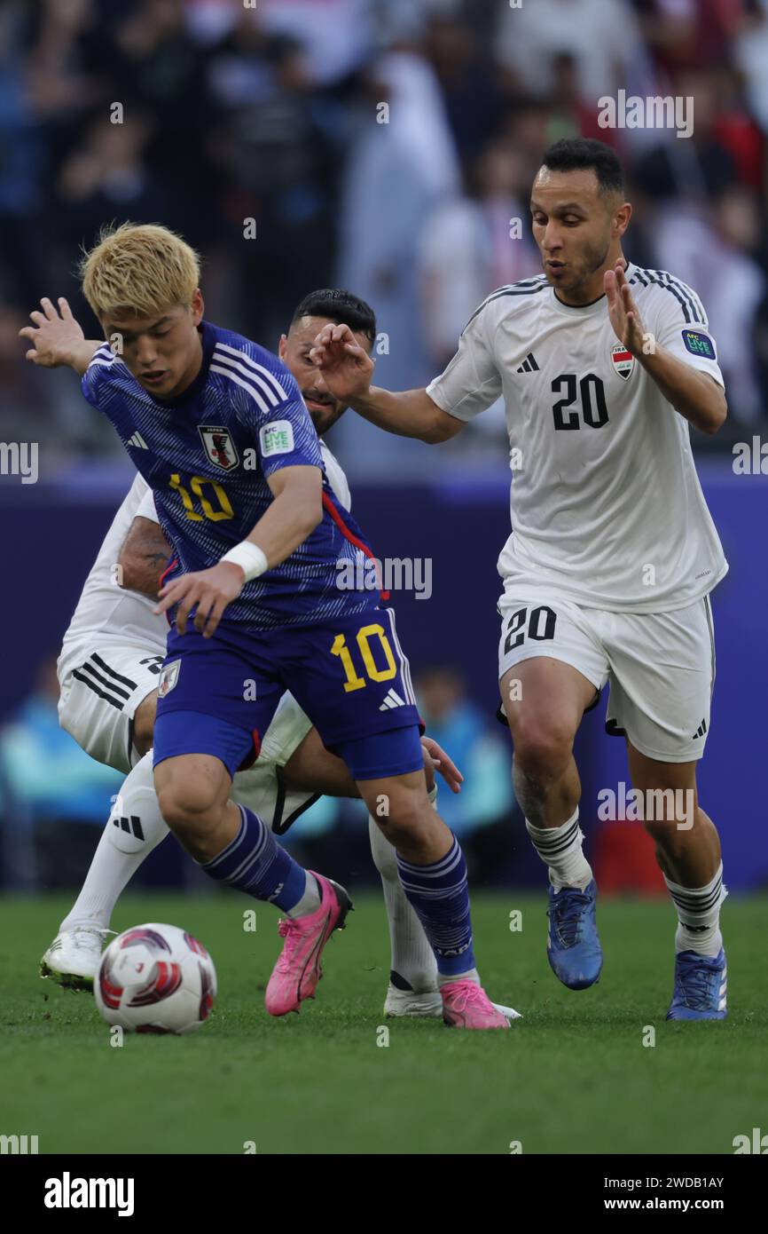 Qatar, Al Rayyan 19 January 2024 - Ritsu Doan of Japan and Osama Rashid ...