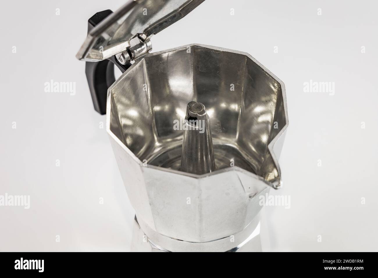Classic aluminium metallic coffee pot with some parts Stock Photo - Alamy