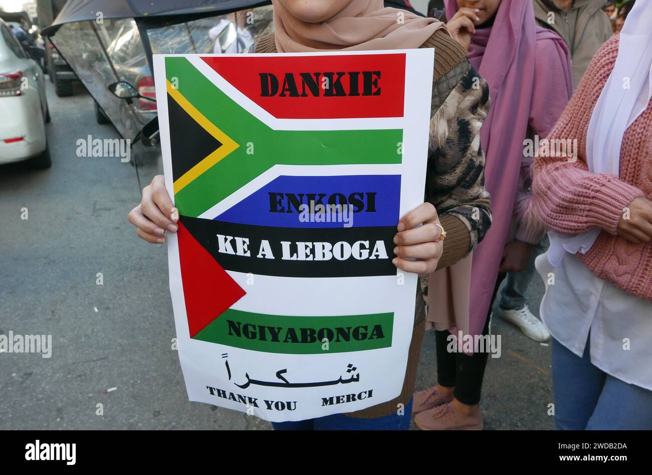 Beirut, Lebanon. 19th Jan, 2024. A hundred pro Palestine activists ...