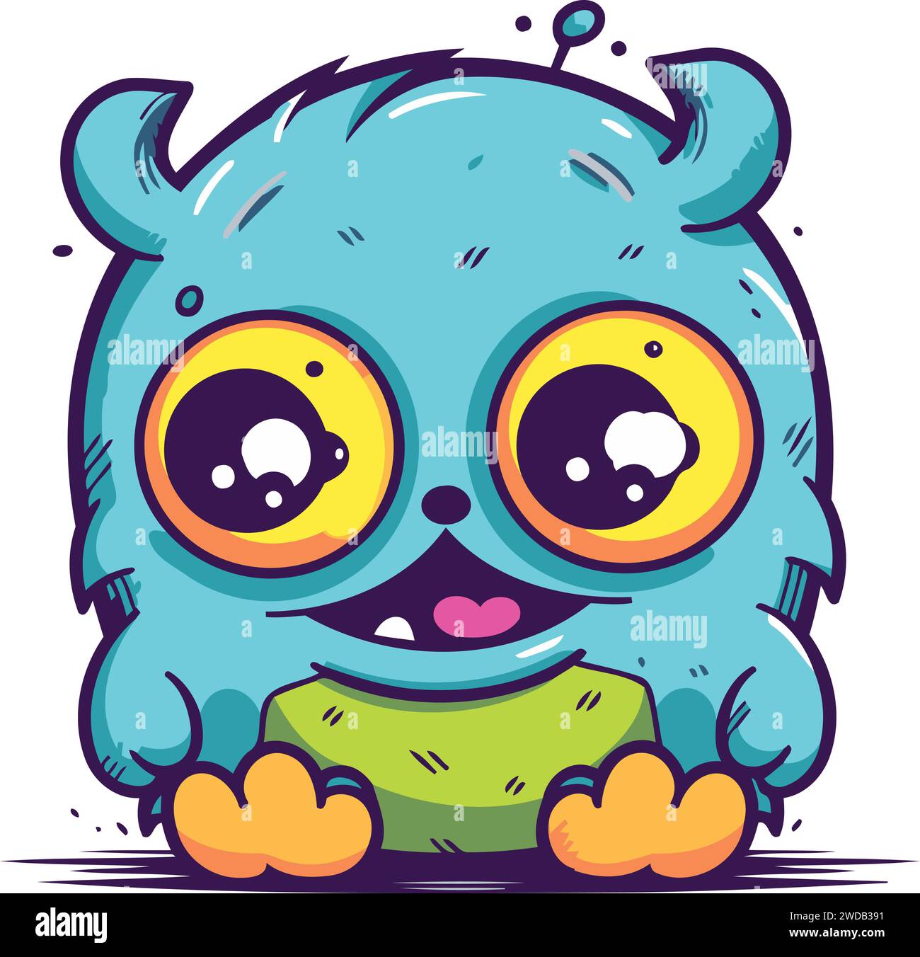 Cute cartoon monster. Vector illustration isolated on a white ...