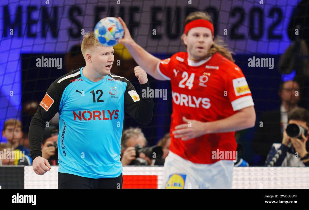 Denmark goalkeeper Emil Nielsen (12) reacts during the EHF European ...