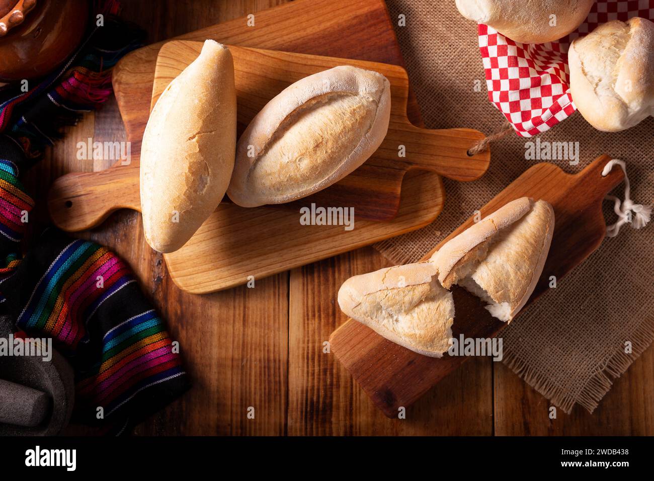 Bolillo bread. Traditional mexican bakery. White bread also called ...