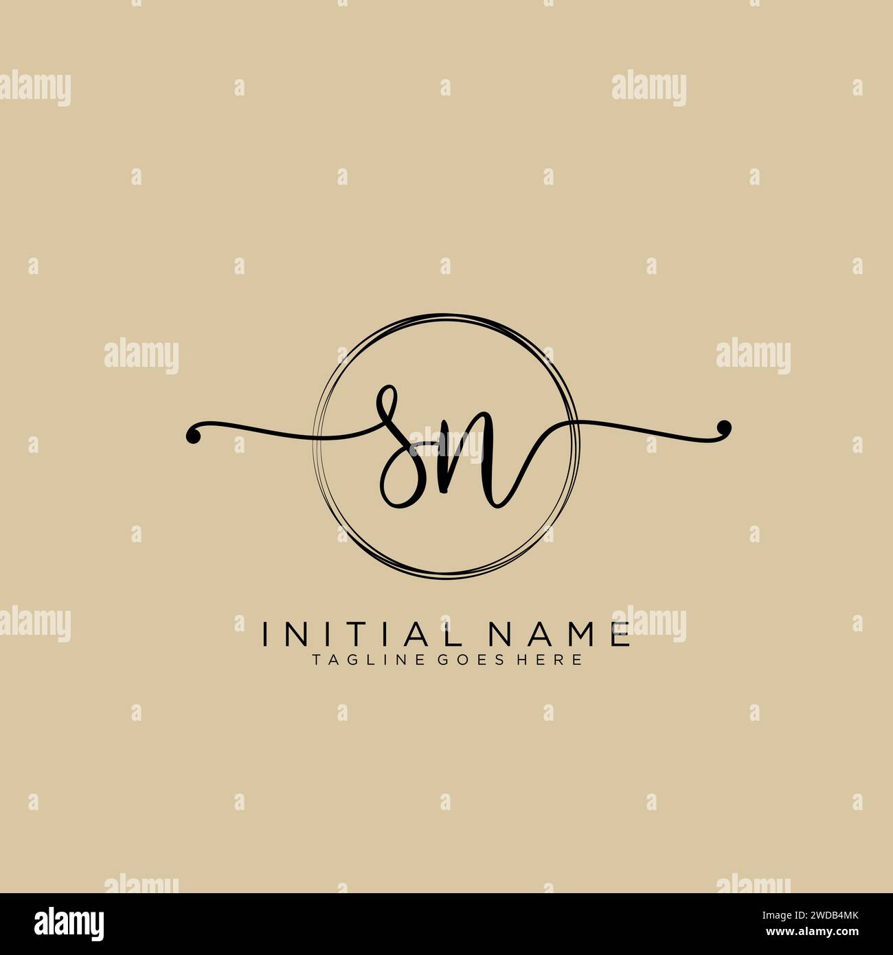 SN Initial handwriting logo with circle Stock Vector Image & Art - Alamy