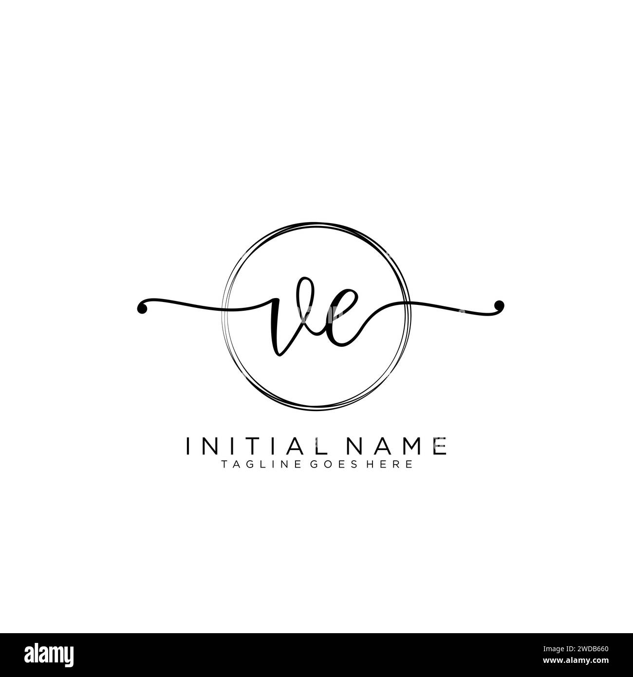 VE Initial handwriting logo with circle Stock Vector Image & Art - Alamy