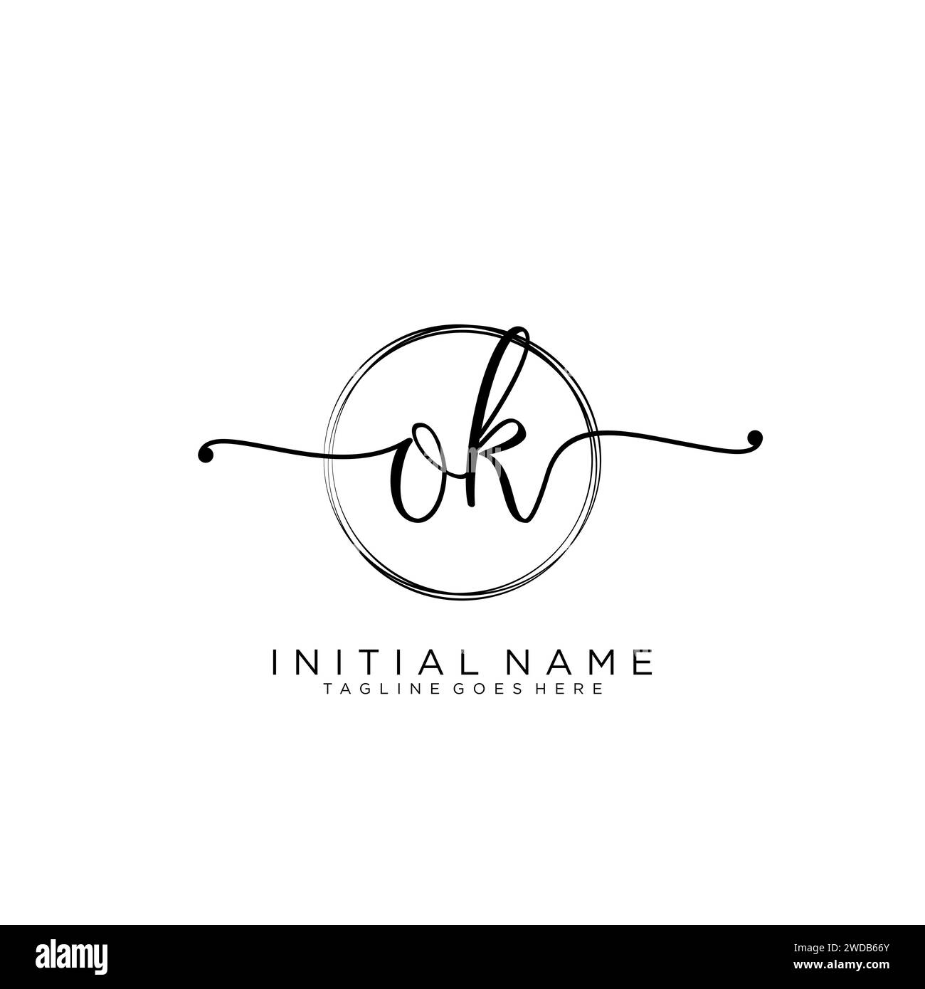 OK Initial handwriting logo with circle Stock Vector Image & Art - Alamy