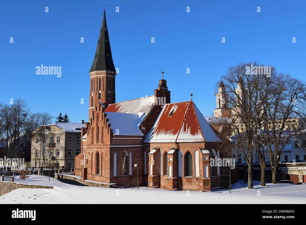 The late afternoon view of historic Church of Vytautas the Great built ...