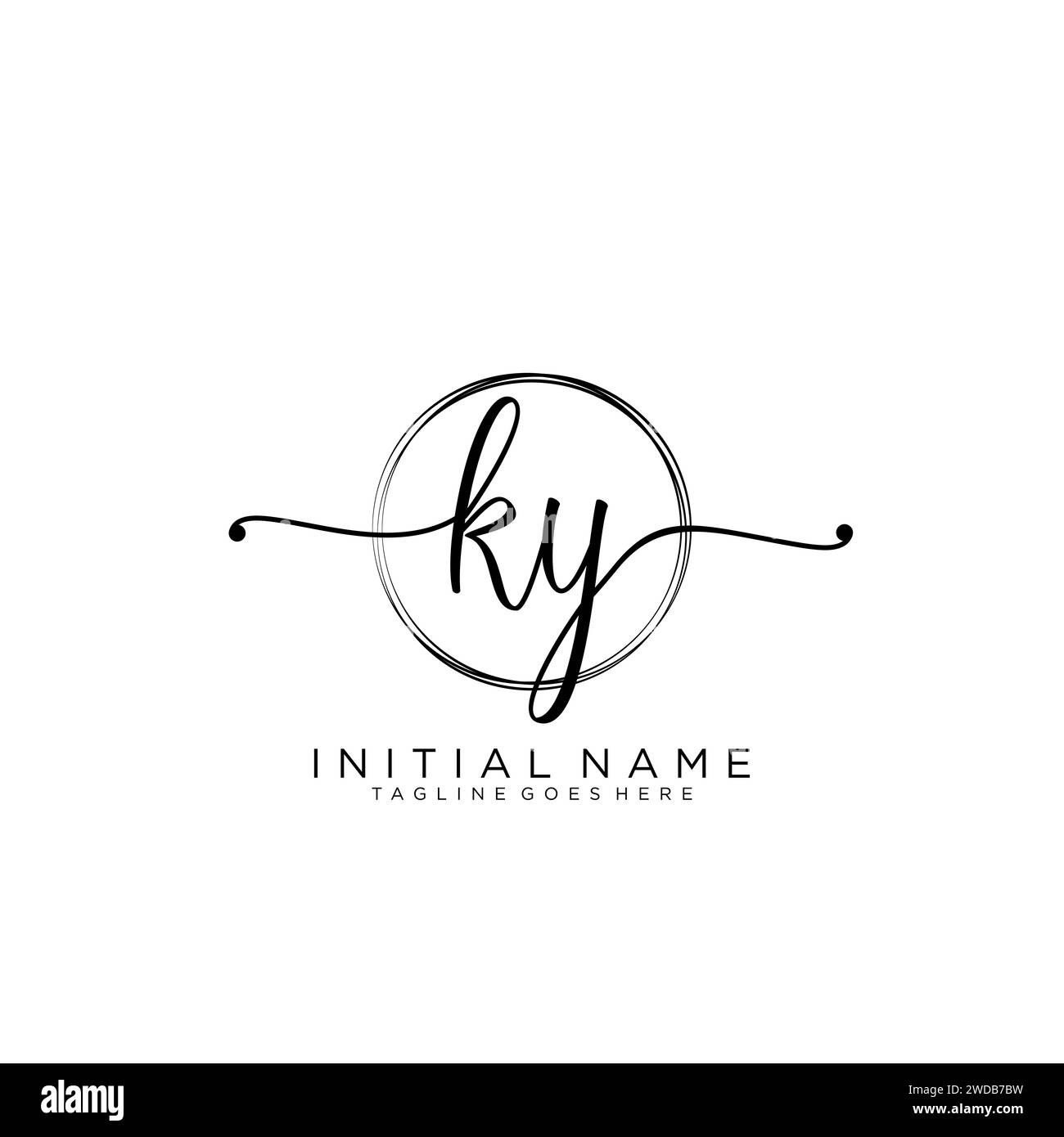 KY Initial handwriting logo with circle Stock Vector Image & Art - Alamy