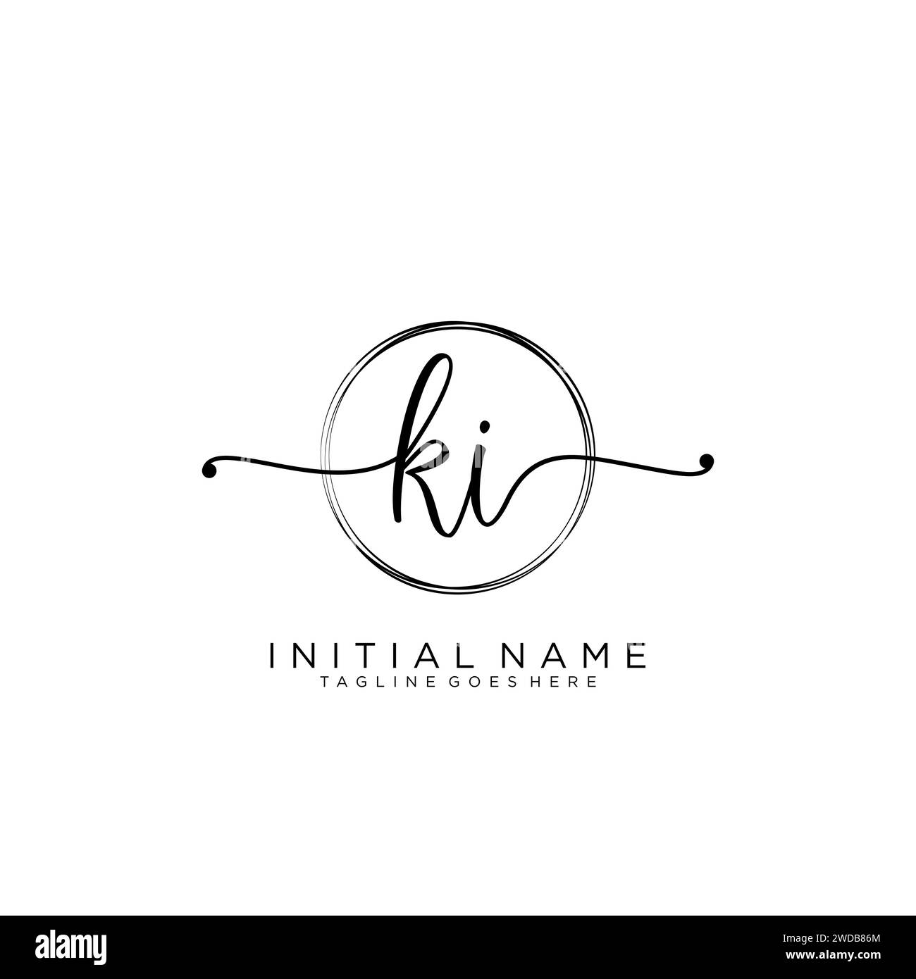 KI Initial handwriting logo with circle Stock Vector Image & Art - Alamy