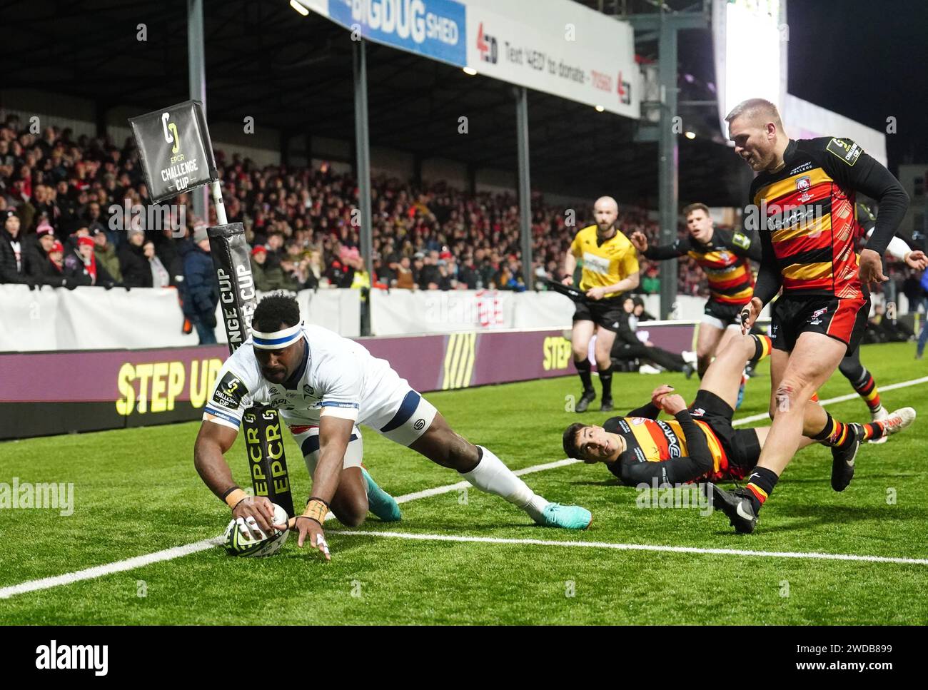 Castres Olympique's Josaia Raisuqe scores their side's first try of the ...