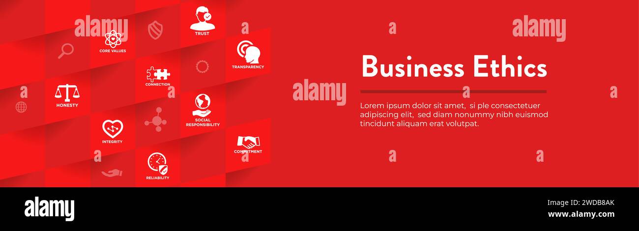 Business Ethics Web Header Banner - Values and Integrity Icons Stock ...