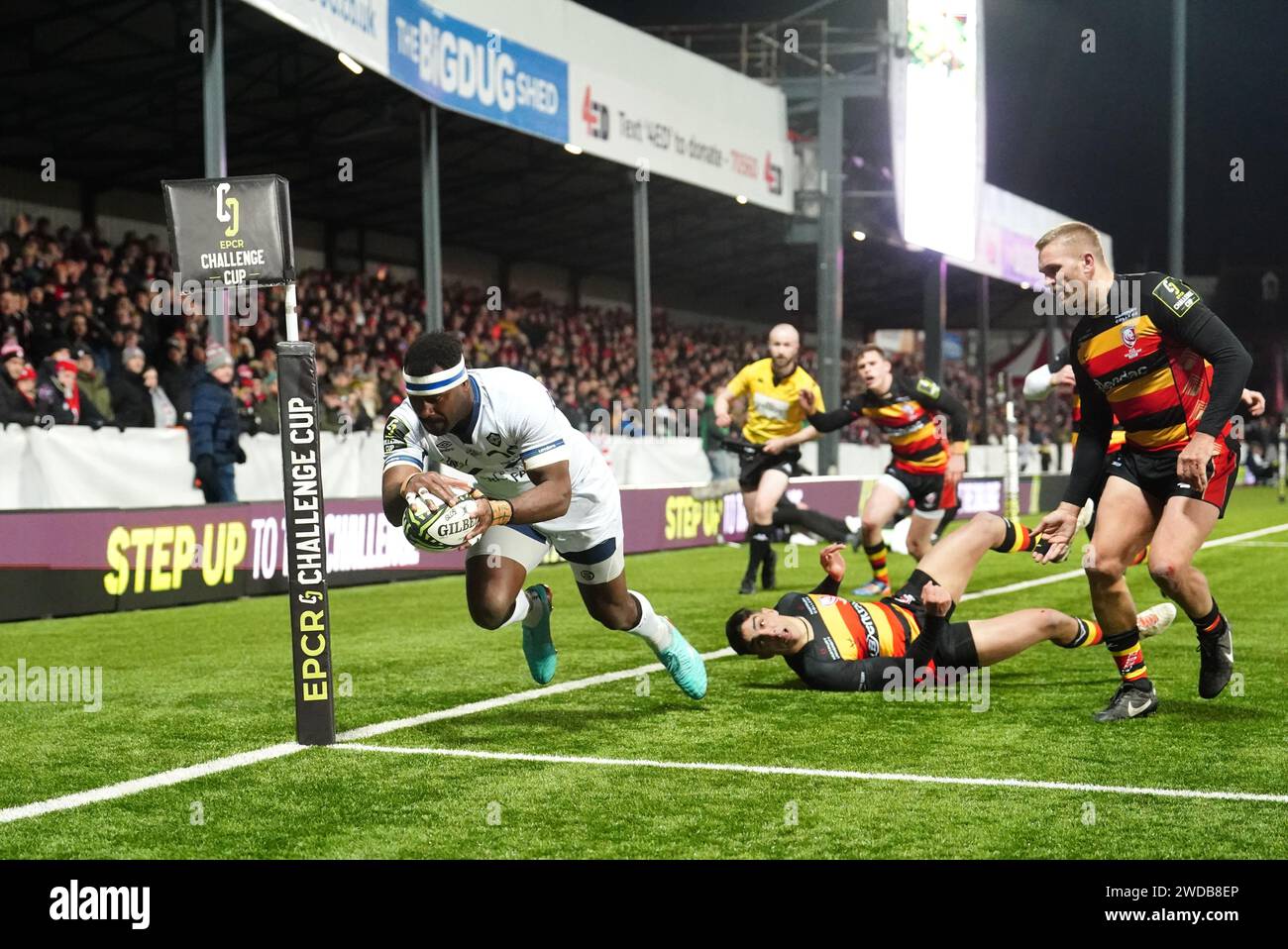 Castres Olympique's Josaia Raisuqe scores their side's first try of the ...